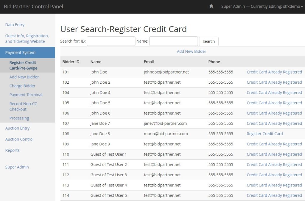 webpage CC Registration Search